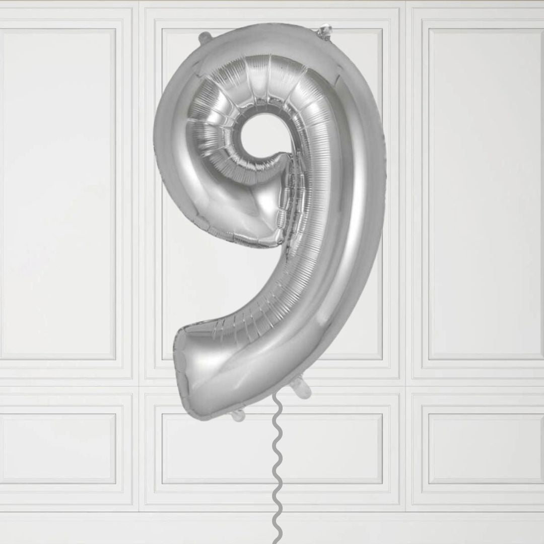 Large Silver Number 9 Balloon – Berkshire Balloons