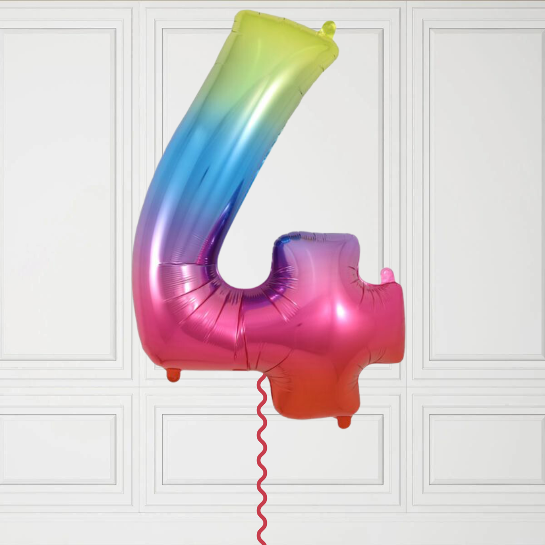 Large Rainbow Number 4 Balloon – Berkshire Balloons